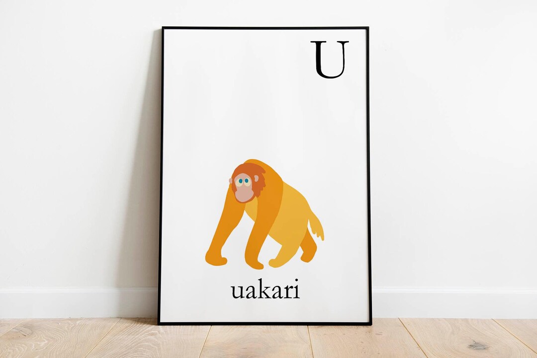 Uakari Monkey Print: Letter U, Animal Nursery Decor - Etsy