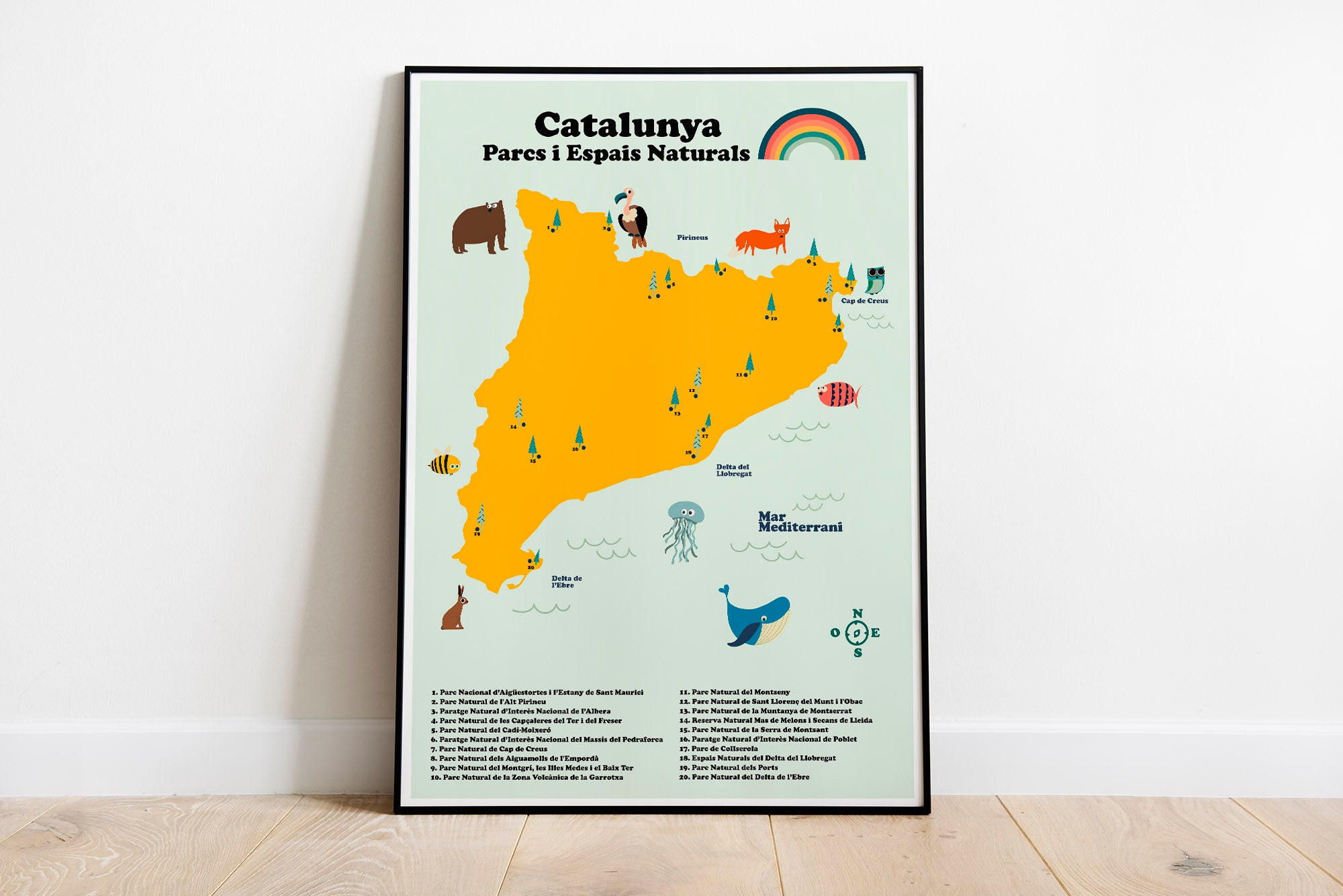 Catalonia National Parks Printable Map for Kids Room Decor. | Etsy
