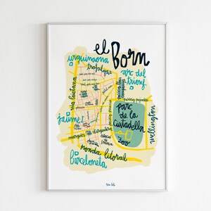 Raval and El Born Barcelona Neighborhood Map. Illustrated City ...