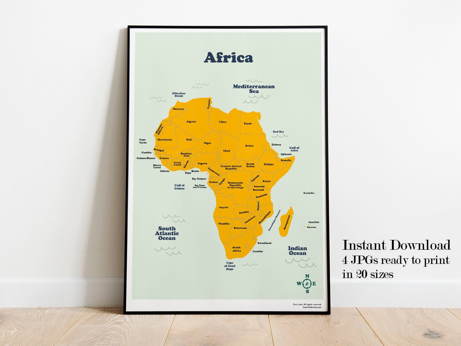 Africa Printable Map for kids homeschool. African Countries | Etsy