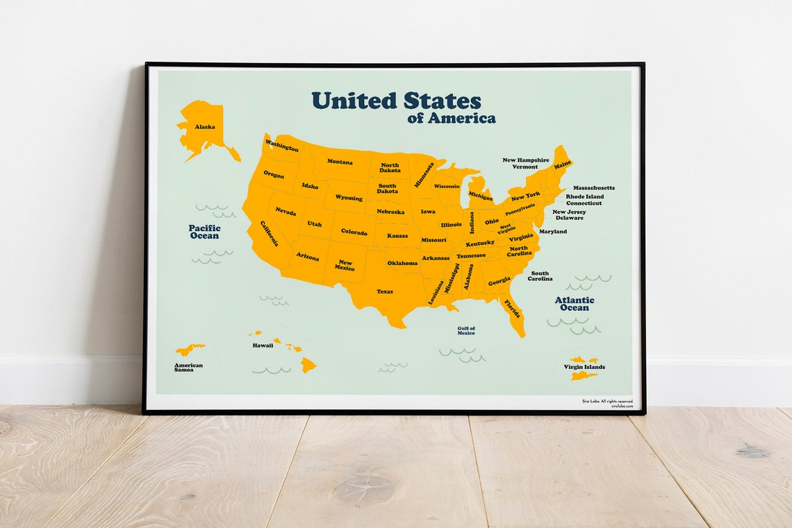 California State Printable Map for Kids Home School. States of - Etsy