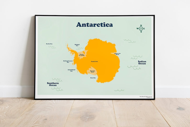 Antarctica Continent Printable Map for Kids Home School. - Etsy