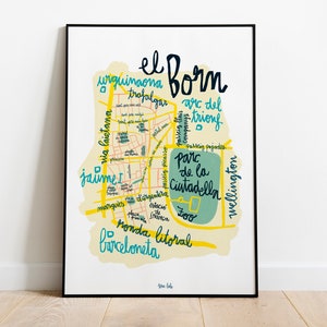 Raval and El Born Barcelona Neighborhood Map. Illustrated City ...