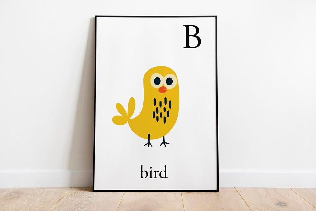 Yellow Bird Alphabet Print: Kids Room Learning Art - Etsy
