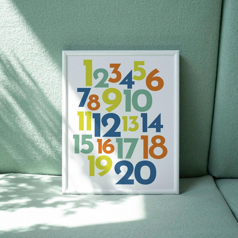 Numbers 1-20 Poster: Soft Pastel Colors, Minimalist Nursery Decor - Etsy