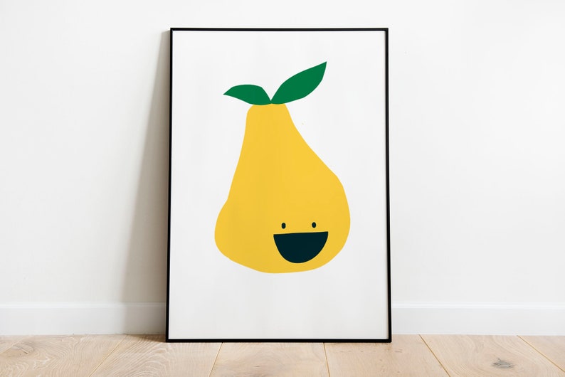 Pear Print for a Colorful Modern Interior Design. Fun Prints for Joyful ...