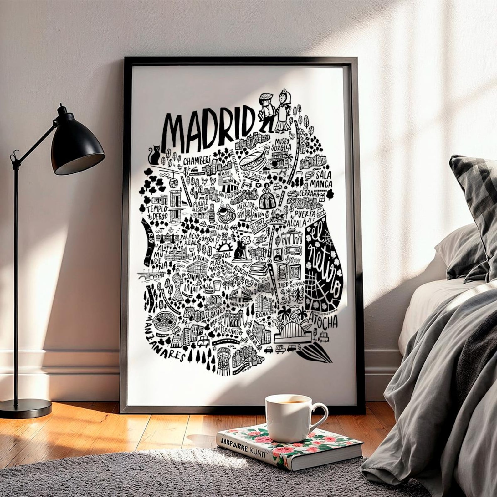 Madrid Map Print: Black and White Spain Travel Art - Etsy