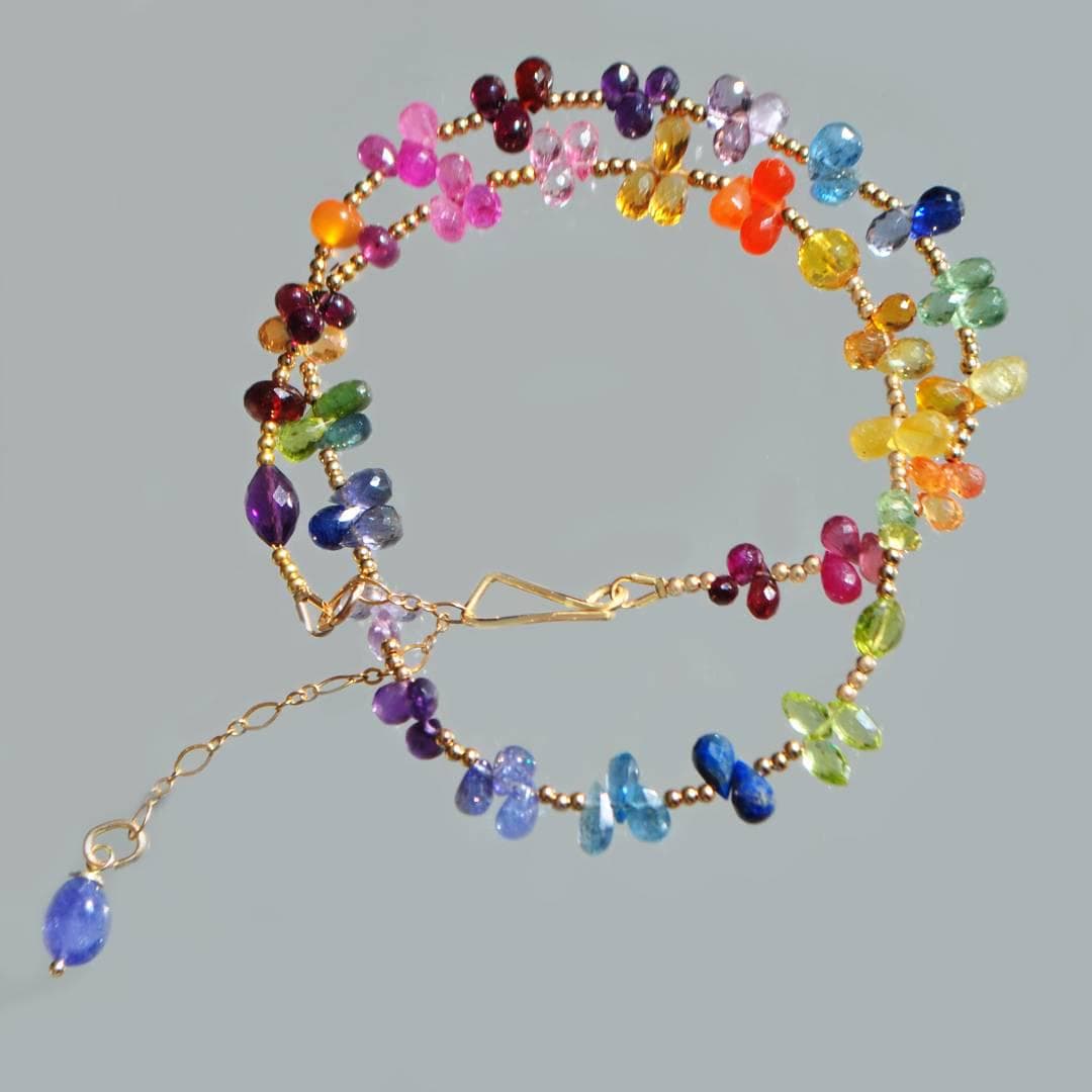 14K Gold Multi-colored Gemstone Necklace - 7 Chakra Jewelry - Etsy