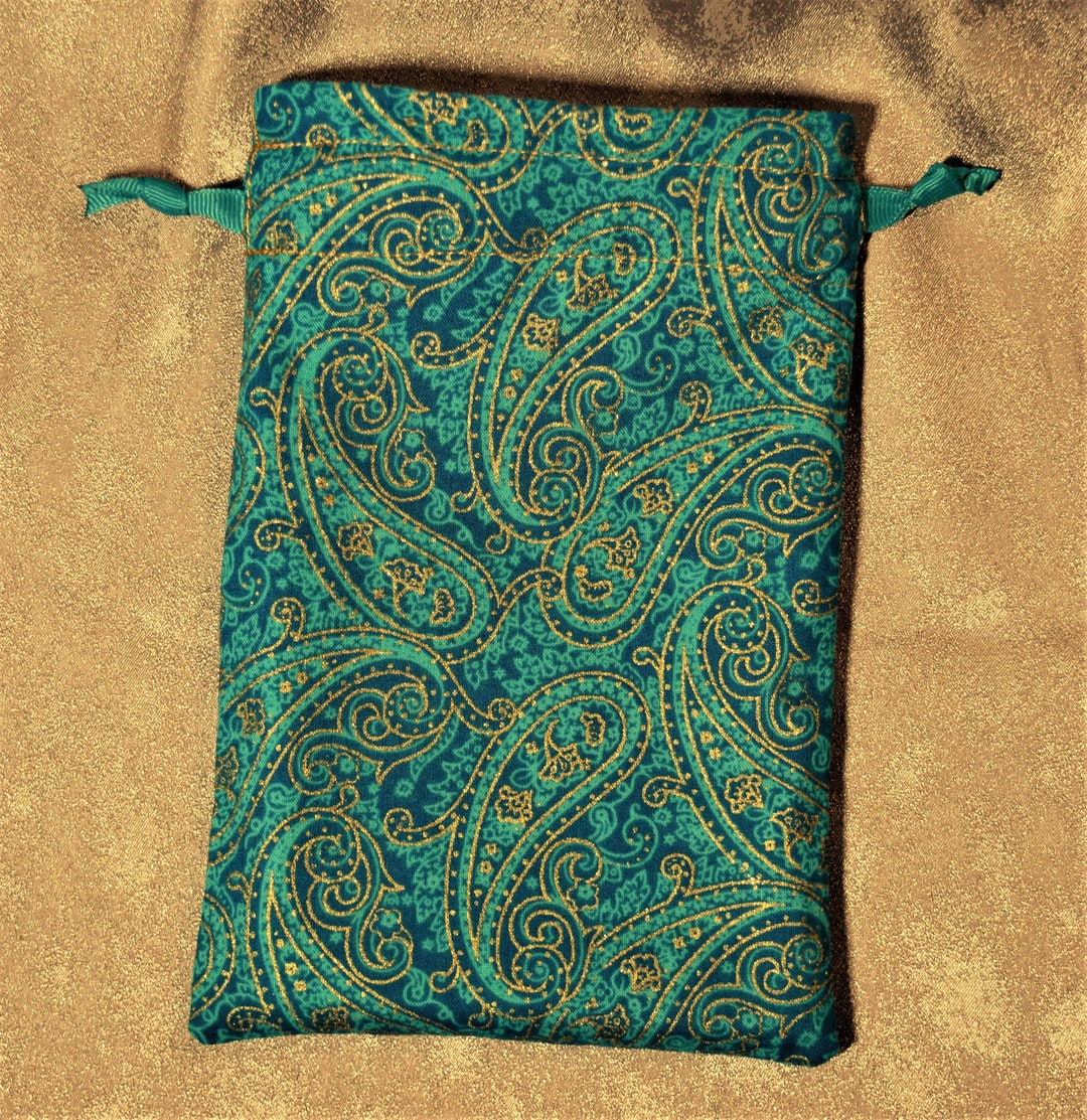 Green and Gold Drawstring Bag - Etsy