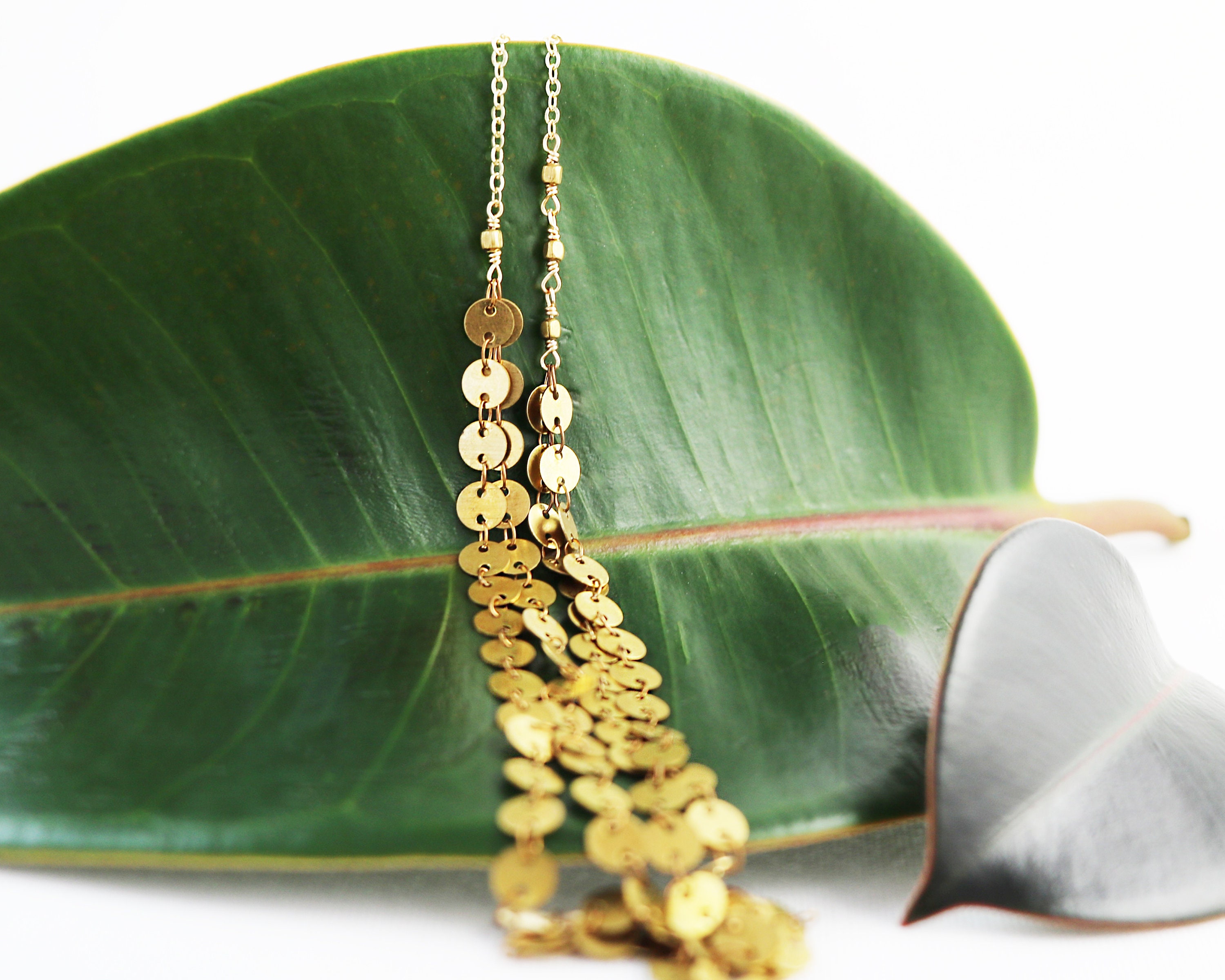 Long Gold Layered Coin Chain Necklace Nickel Free Raw Brass | Etsy