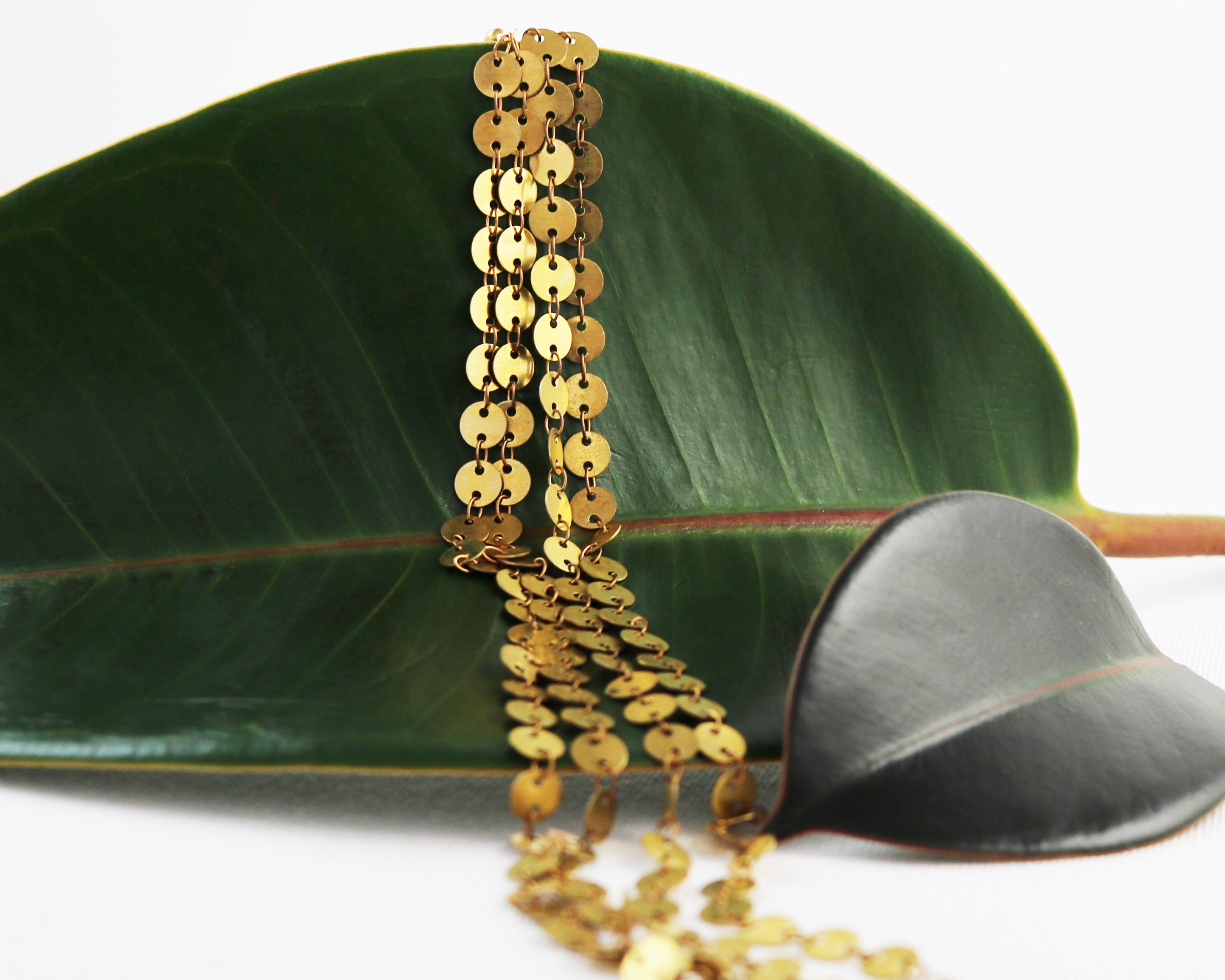 Long Gold Layered Coin Chain Necklace Nickel Free Raw Brass | Etsy