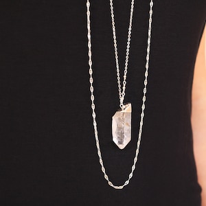 Extra Long Silver Crimped Chain Necklace | 42 Inches | Layered | Mix ...