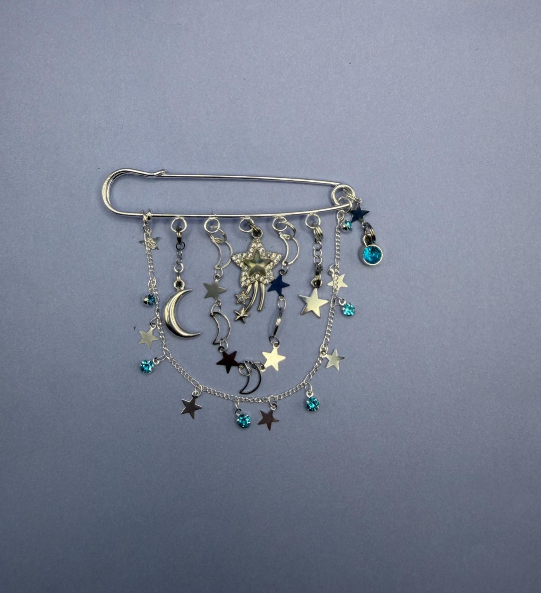 One of a Kind | Celestial Star Kilt Pin | Moon and Charm Layers ...