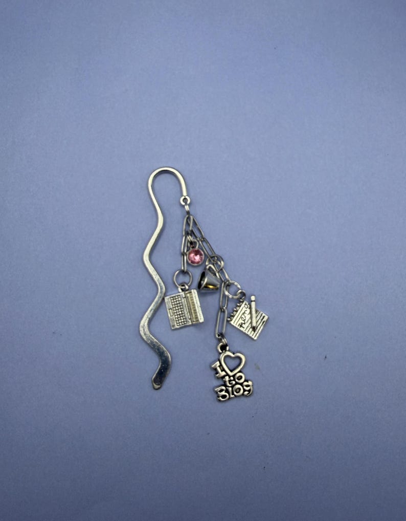 Blogger Writer Bookmark | Notebook Laptop Coffee Charm Chain | Reading ...