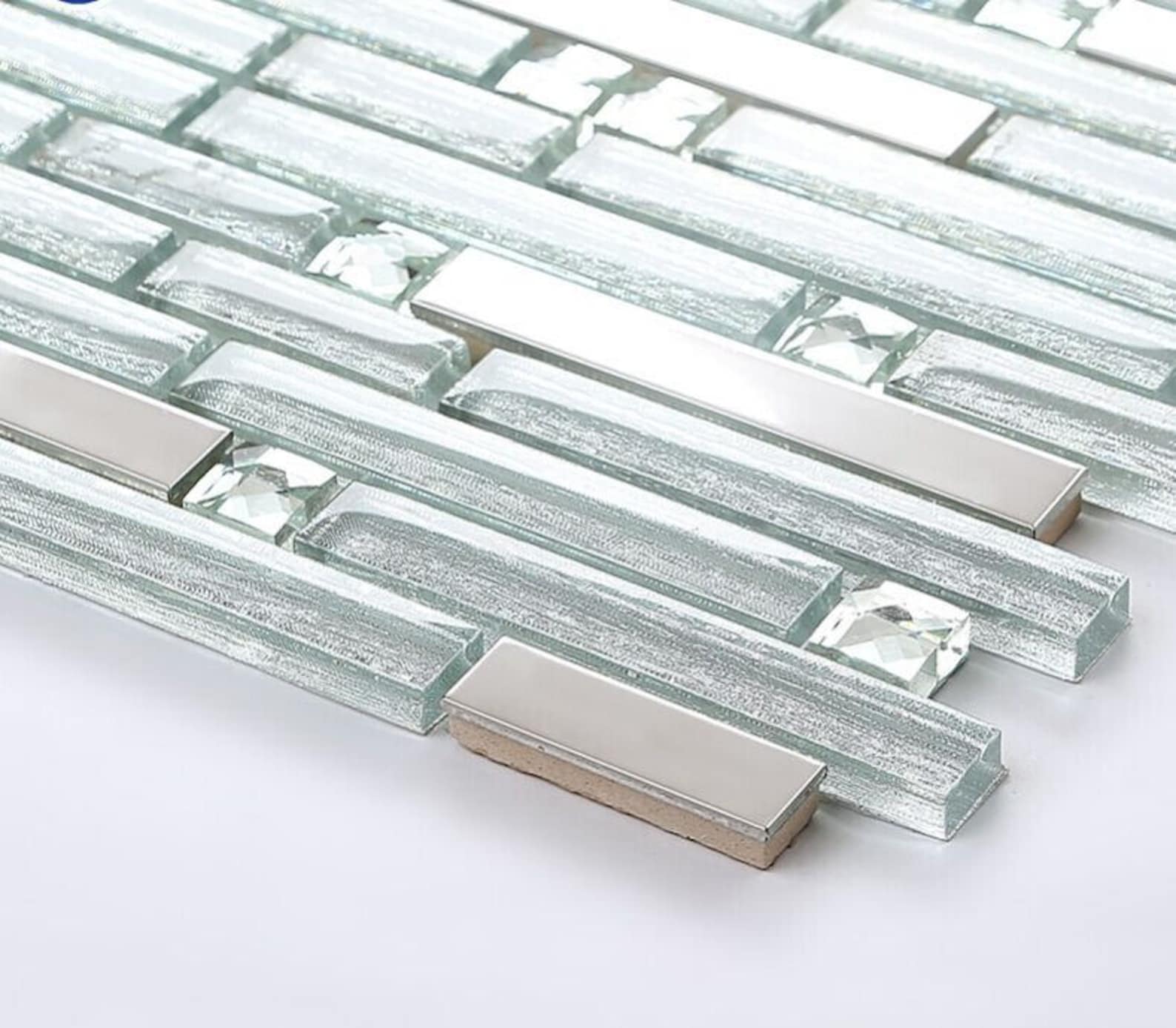 Silver Glass Mosaic Tile, Rhinestone Stainless Steel Backsplash - Etsy