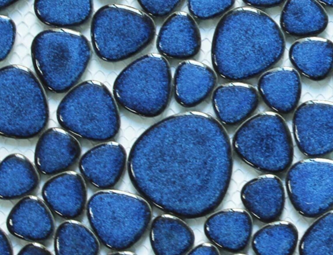 Glazed Backsplash Tile Pebble Blue Porcelain - Etsy