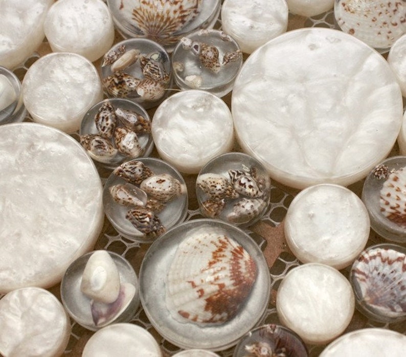 Mother of Pearl Shell Penny Round Mosaic Tile, Kitchen Backsplash - Etsy