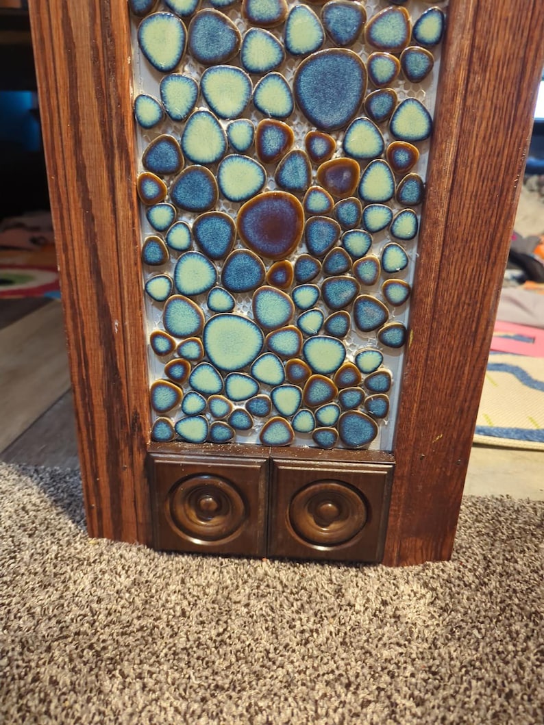 Deep Ocean Blue Pebble Mosaic Tile Handmade Ceramic Coastal Bathroom ...