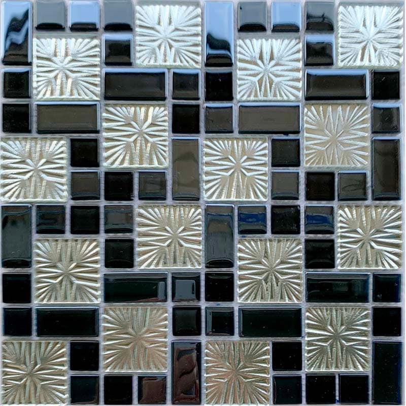 Glass Mosaic Tile Blue/black and Silver Snowflake Pattern - Etsy