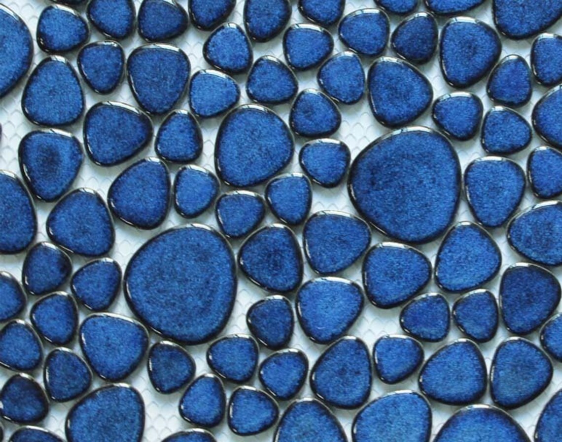 Glazed Backsplash Tile Pebble Blue Porcelain - Etsy