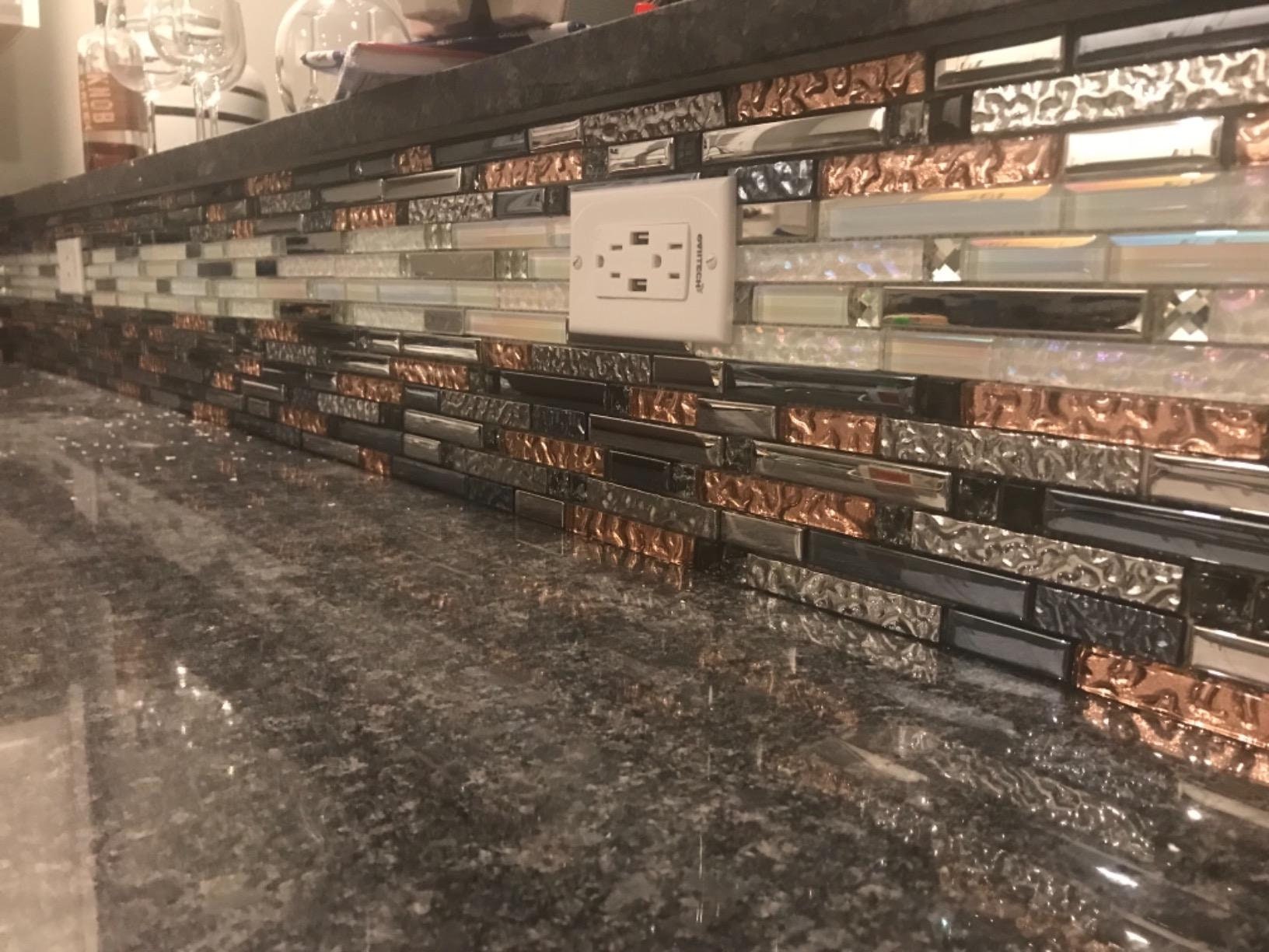 Buy Glass Mosaic Metallic Mixed Finish Wall Tile Modern Kitchen ...