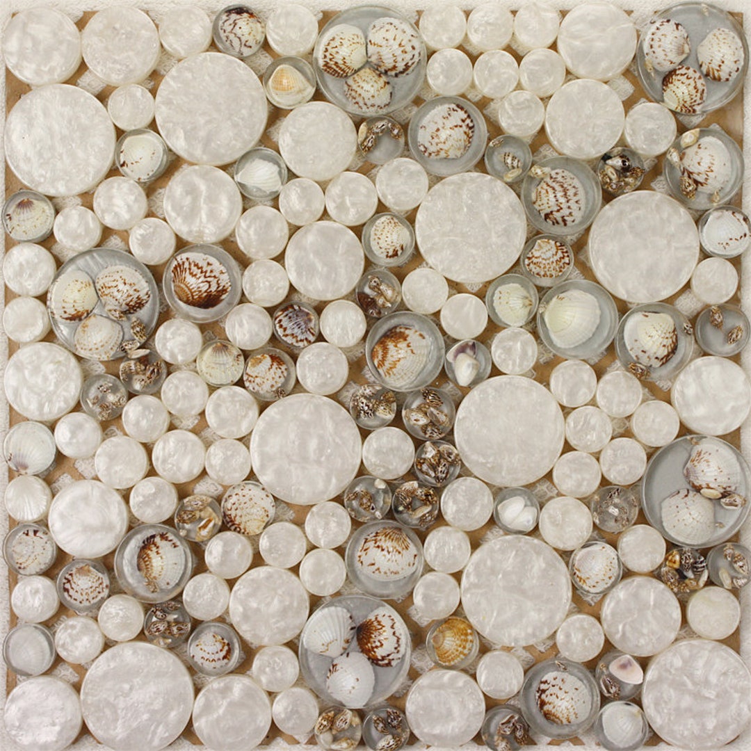 Mother of Pearl Shell Penny Round Mosaic Tile, Kitchen Backsplash - Etsy