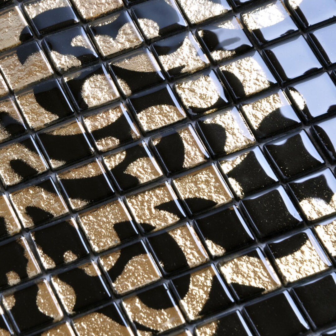 Glass Mosaic Murals in Black and Gold Doud007-11.6"x11.6" per Sheet ...