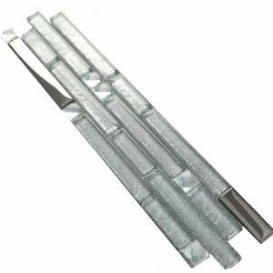Silver Glass Linear Backsplash Tile With Rhinestone Mosaic Bling ...