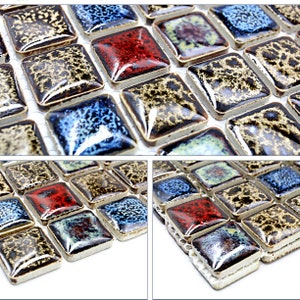 Italian Porcelain Mosaic Tile, Mixed Brown/blue/red Leopard Pattern ...