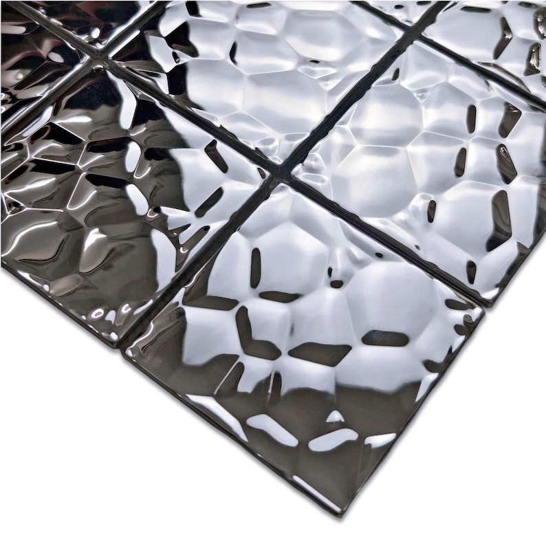 Silver Stainless Steel Water-cube Mosaic Tile - Shiny Metal Backsplash ...