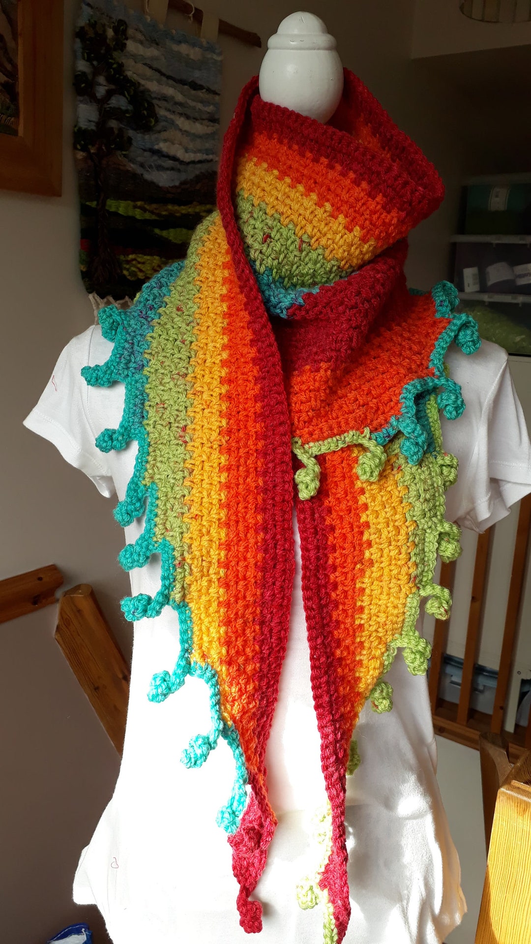 Crochet Scarf in Bright Multi Colour - Etsy