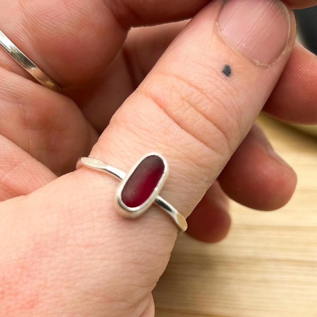 Red Sea Glass Sterling Silver Ring | UK Size U US Size 10.25 - Etsy