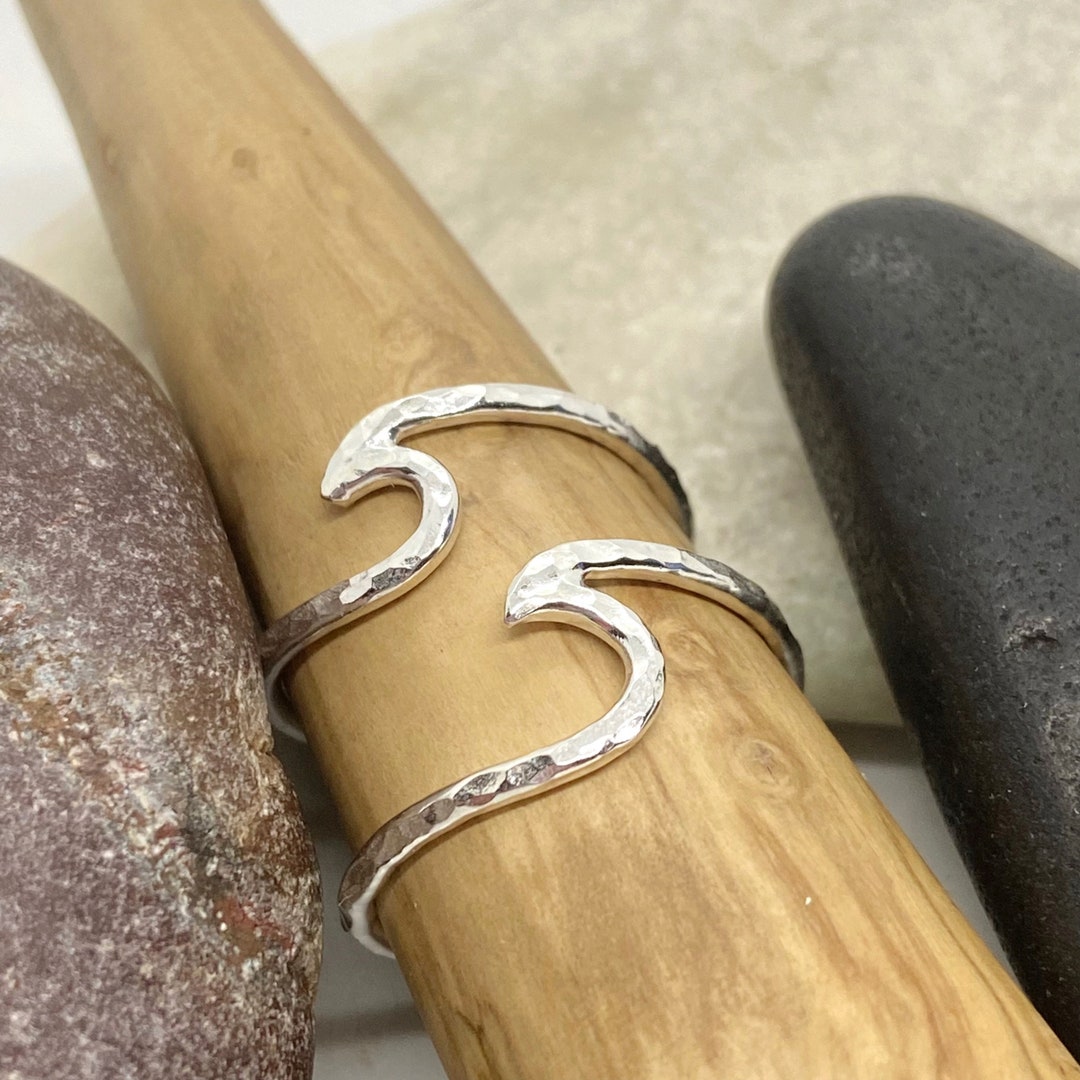 Sterling Silver Wave Ring Handmade Hammered Silver Ring - Etsy