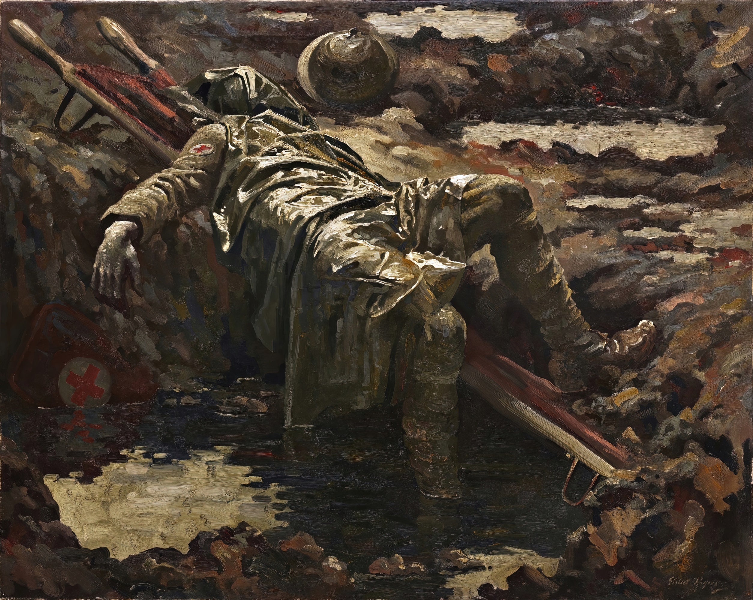 Gilbert Rogers, The Dead Stretcher-Bearer, 1919 : r/dragonutopia