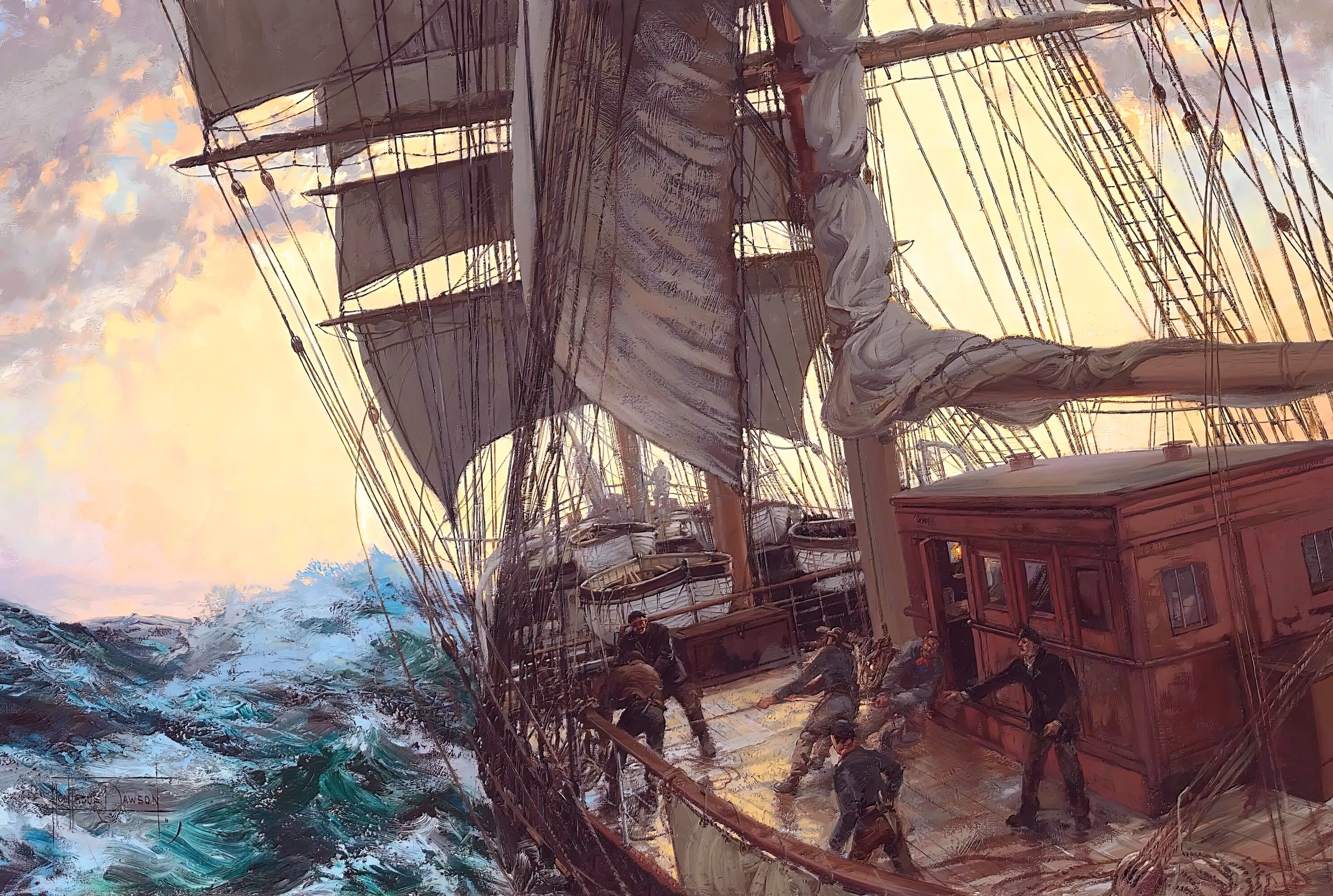 Trimming the Sails Painting by Montague Dawson Reproduction | Etsy