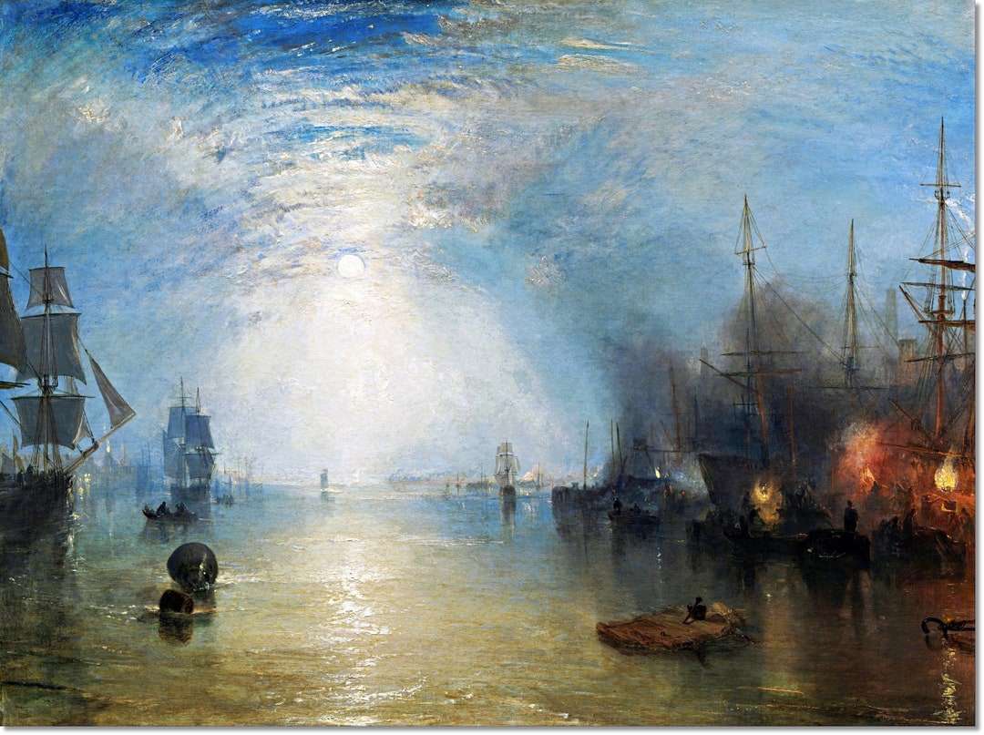 Stretched Canvas Keelmen Heaving in Coals by Moonlight Painting by ...