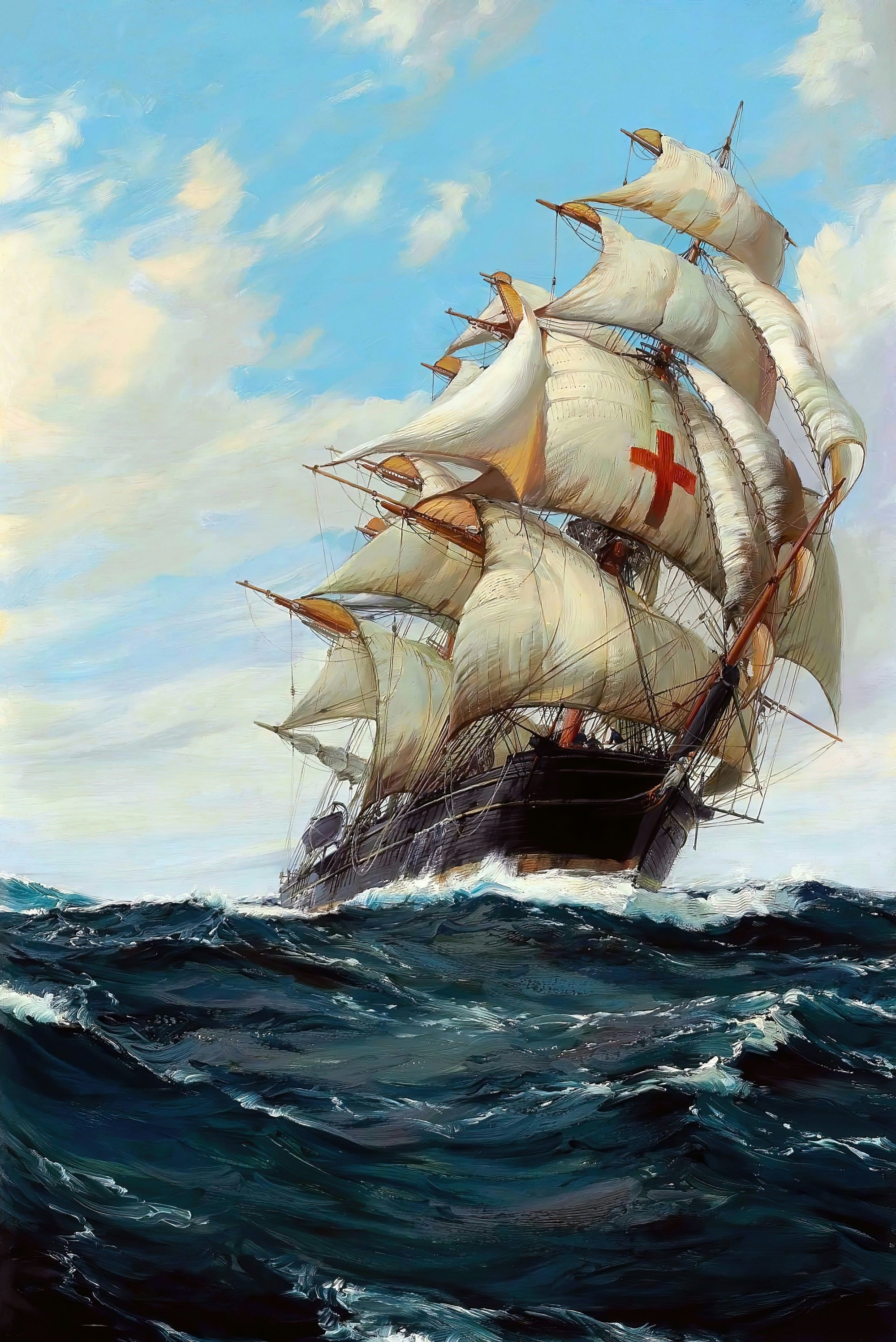 The Red Cross Dreadnought Painting by Montague Dawson | Etsy