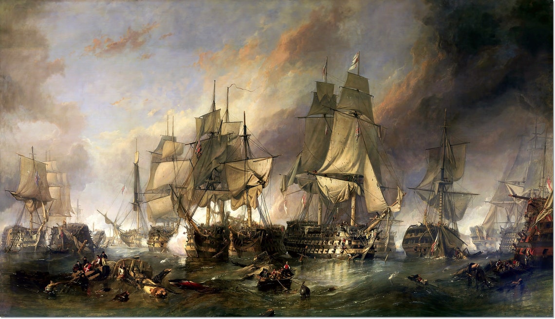 Stretched Canvas the Battle of Trafalgar Painting by William | Etsy