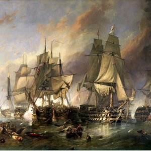 Stretched Canvas the Battle of Trafalgar Painting by William Clarkson ...