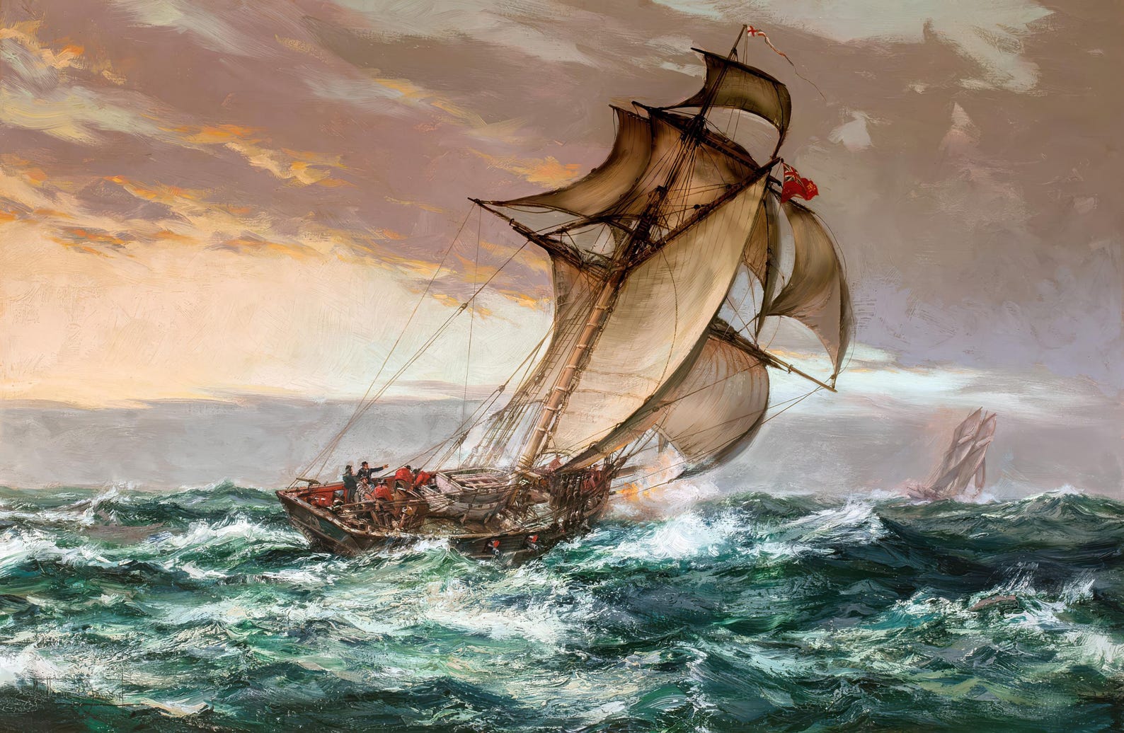 Dawn Suspect HMS Kite Painting by Montague Dawson Reproduction - Roll ...