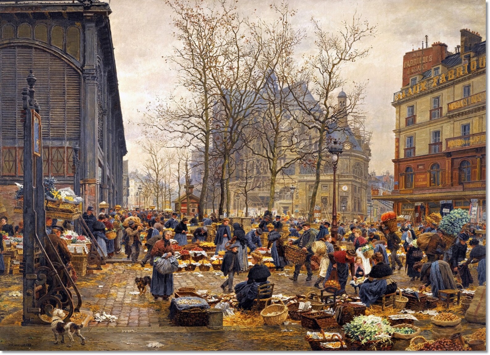 Stretched Canvas Autumn Market at Les Halles Painting by - Etsy