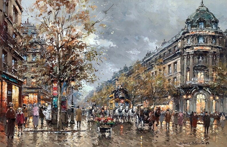 Les Grands Boulevards Et Theatre Du Vaudeville Painting by - Etsy