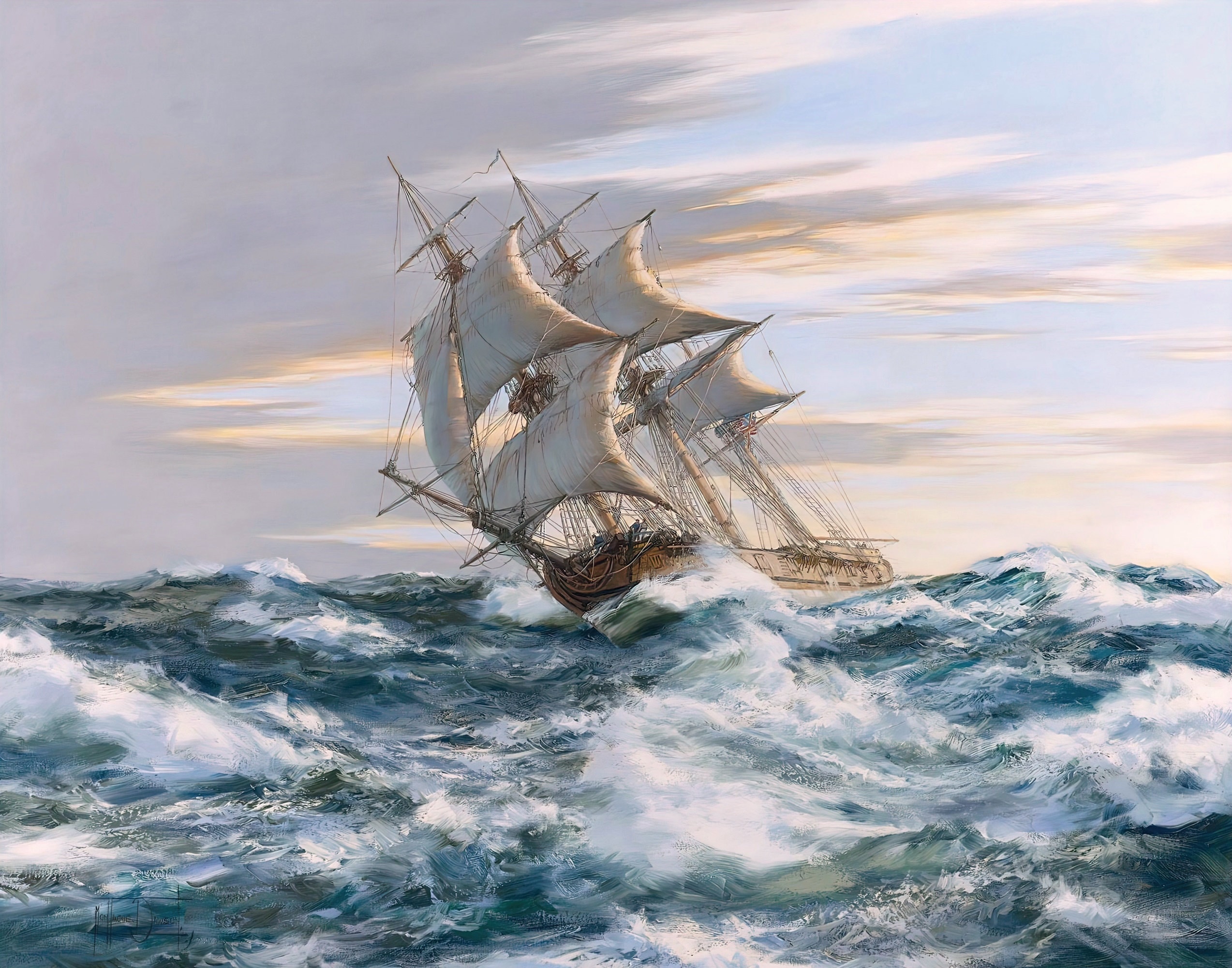 The Gallant Privateer the U.S.S. Rattlesnake Painting by - Etsy