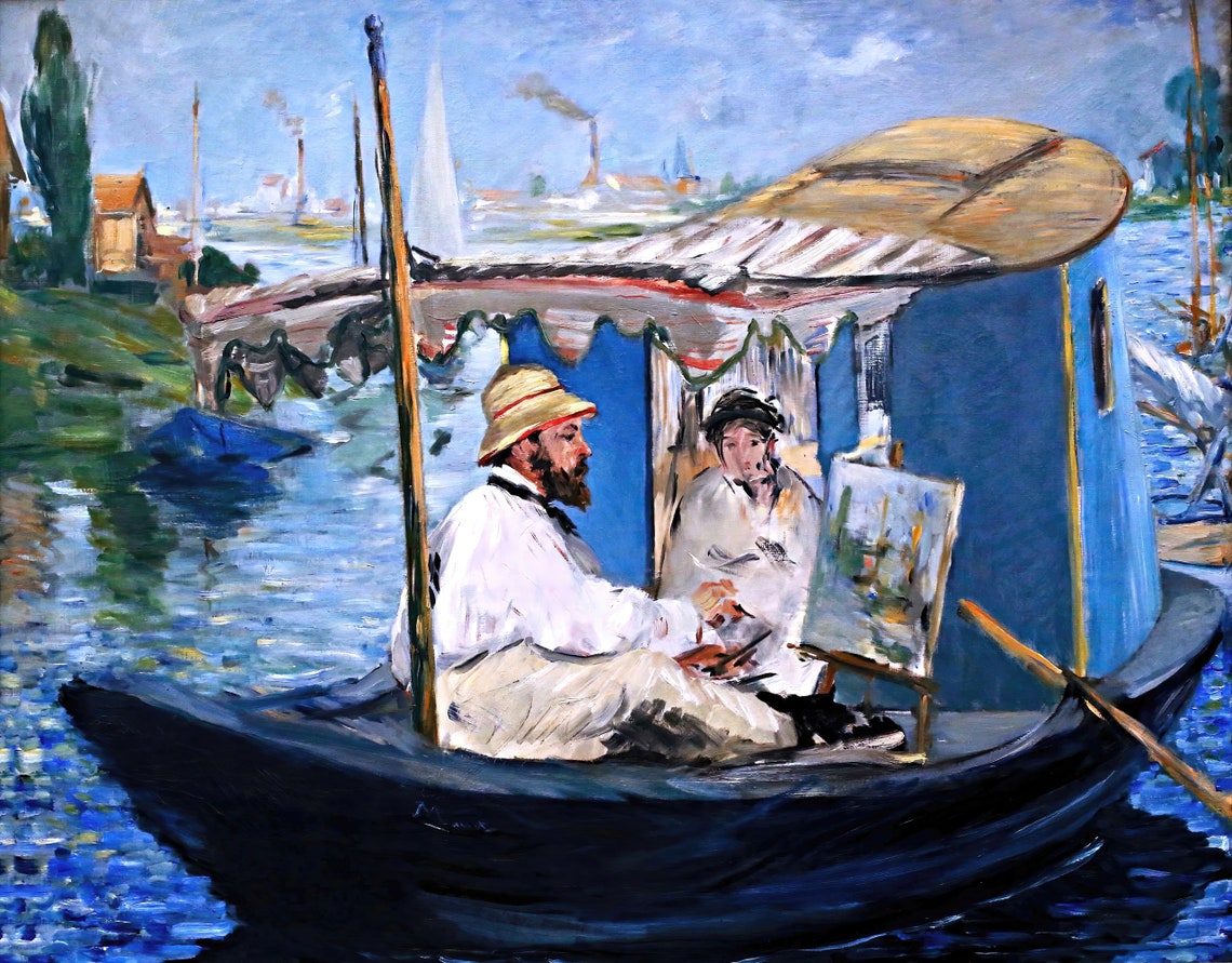 Monet Painting on His Studio Boat Painting by Edouard Manet - Etsy