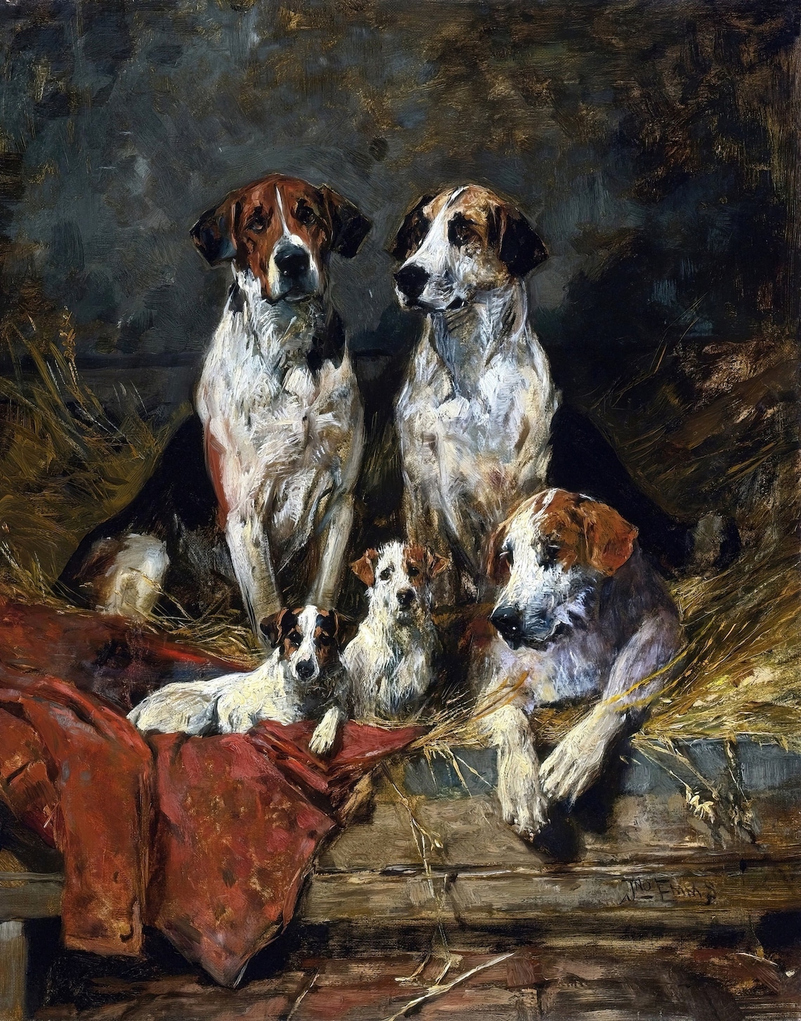 Four Foxhounds and a Terrier Painting by John Emms Art - Etsy
