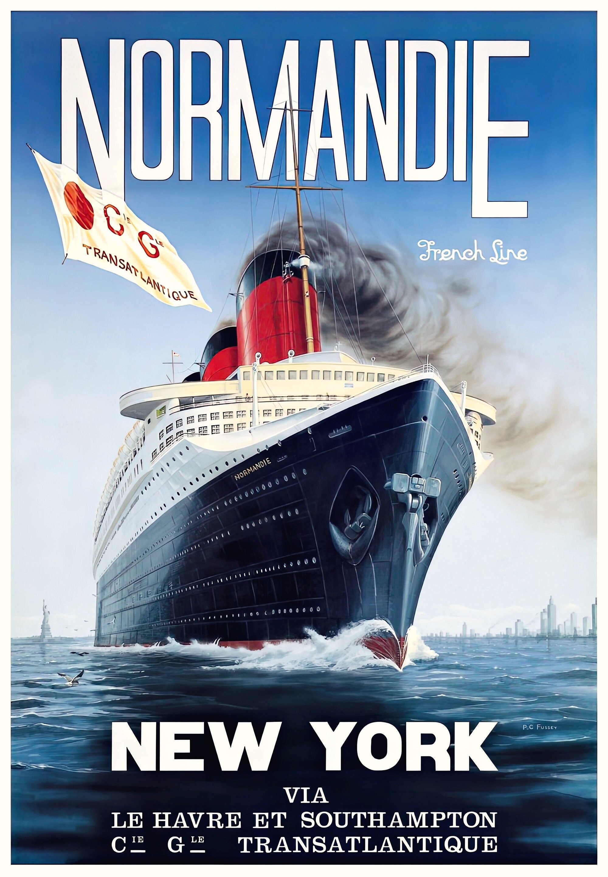 Normandie French Line Trans Atlantic New York to Southampton - Etsy