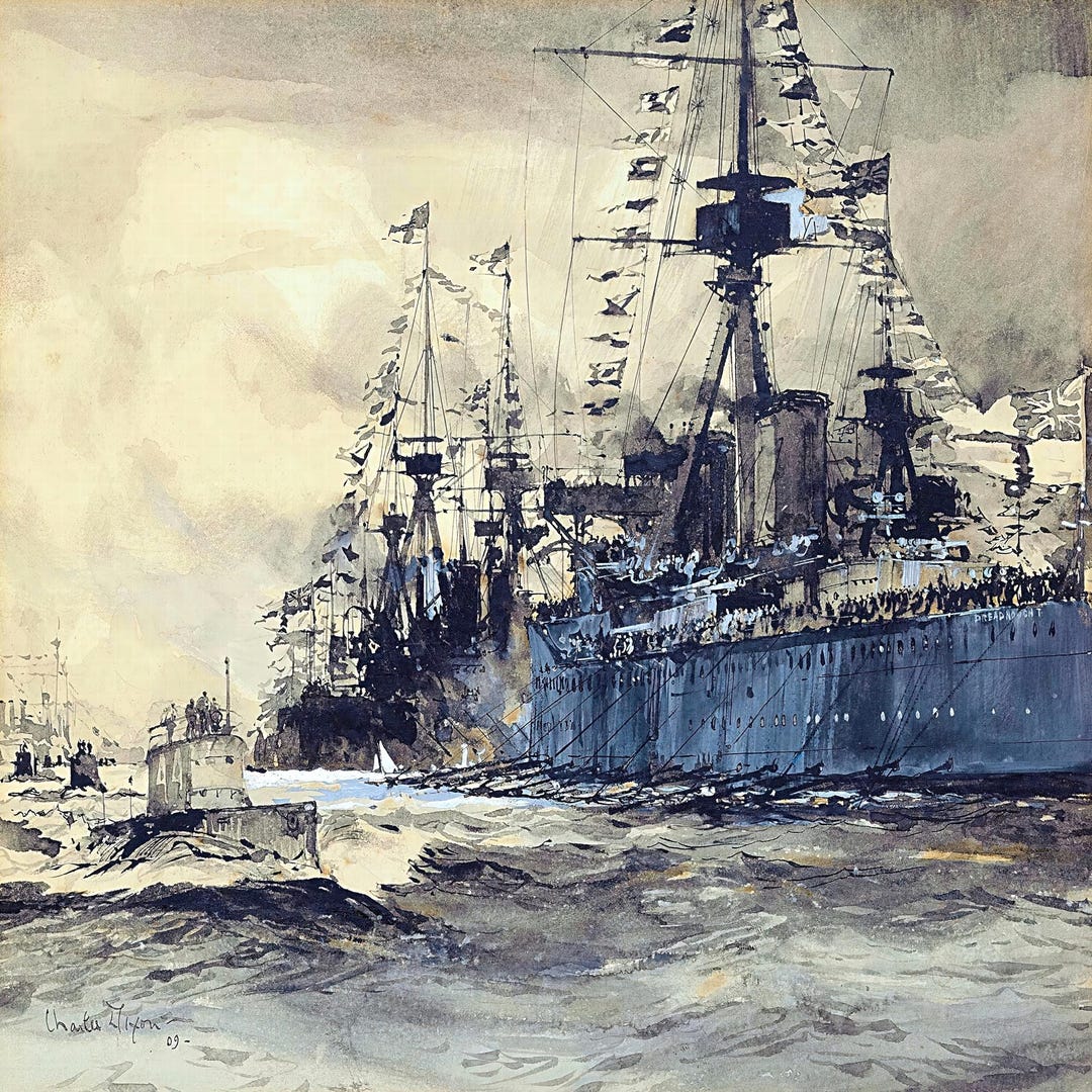 Charles Edward Dixon HMS Dreadnought Painting Reproduction – Giclée ...