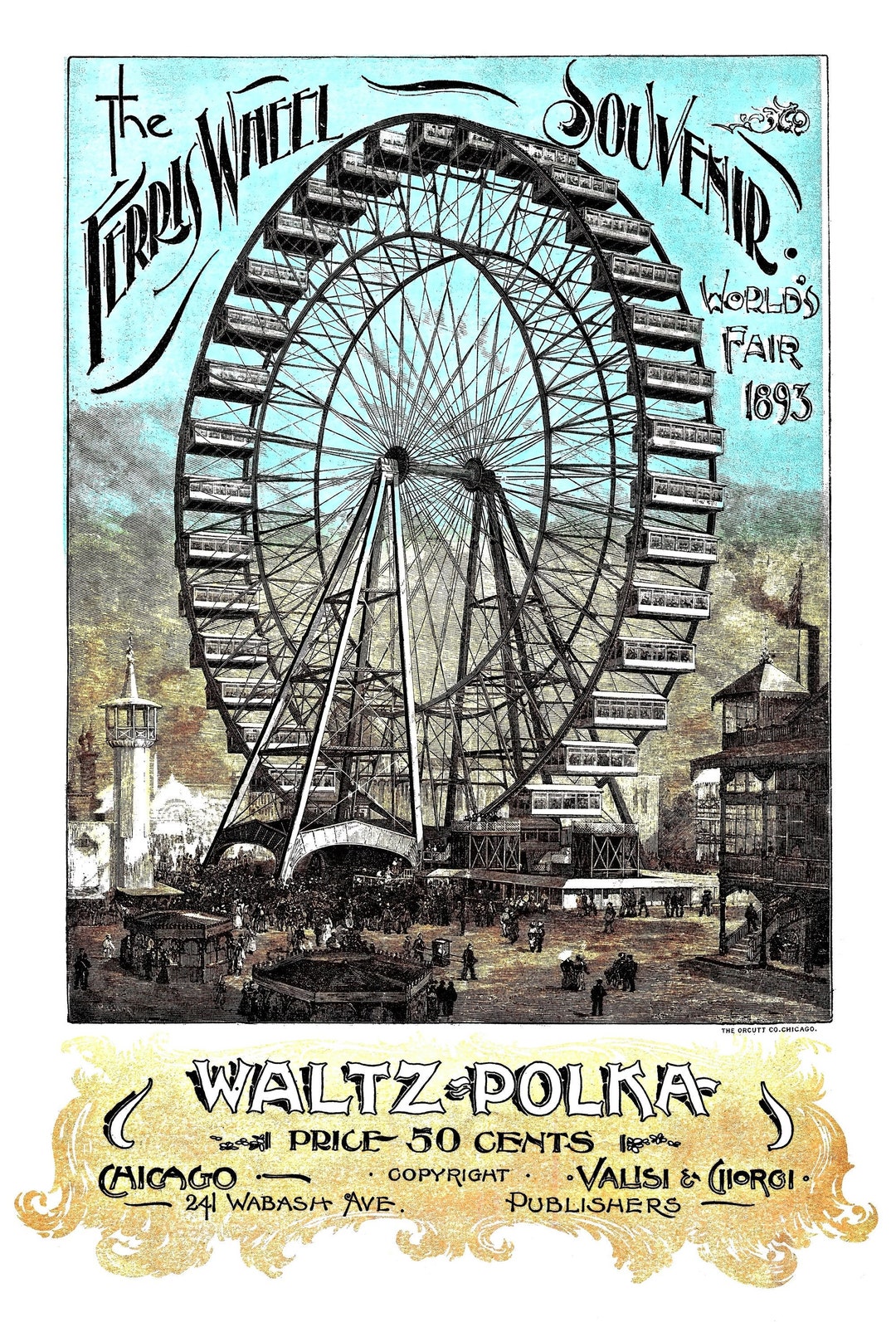 1893 Chicago Worlds Fair Ferris Wheel Vintage Poster Reproduction - Etsy
