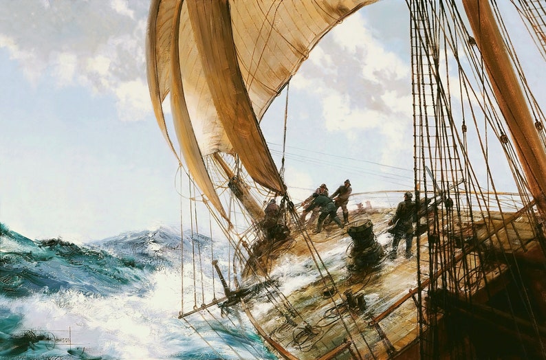 A Roll to Loo'ard Painting by Montague Dawson Reproduction - Etsy