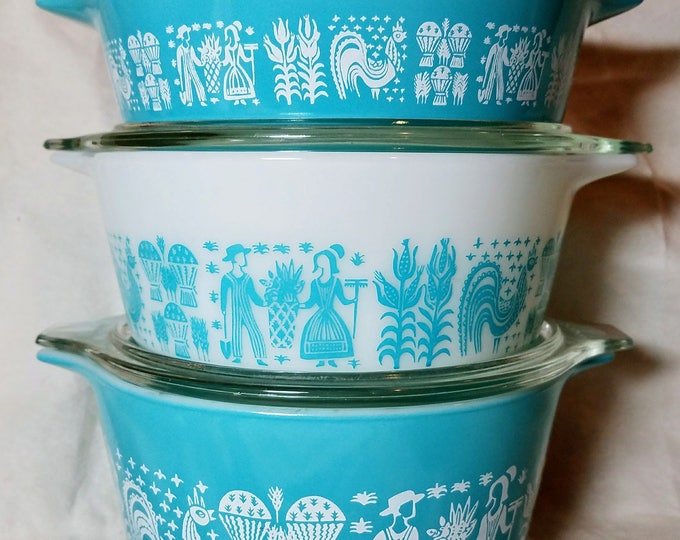 Vintage Pyrex Turquoise Butterprint Cinderella Stacking - Etsy